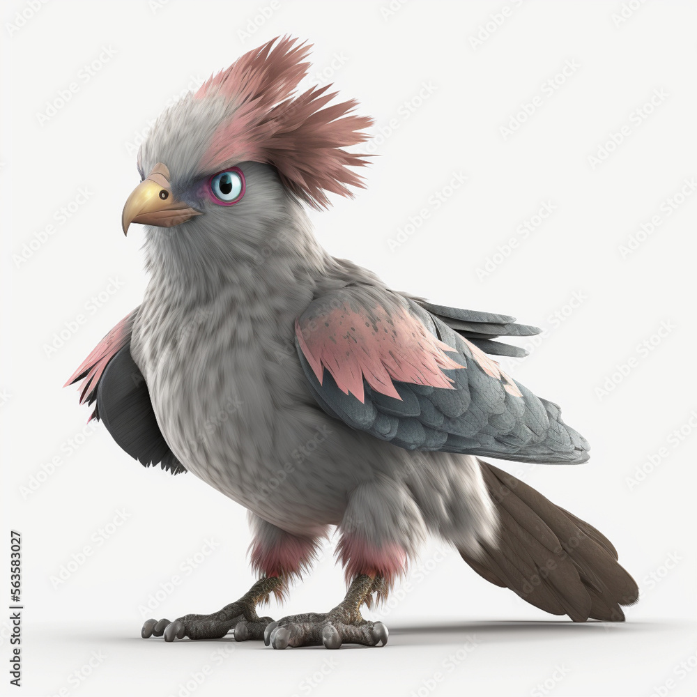 cartoon crested pink cockatoo created with Generative AI technology ...
