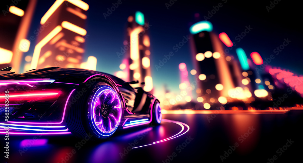 Cars With Neon Lights Wallpaper