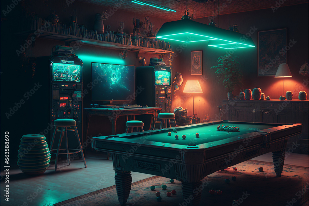 Neon game room AI generated Stock Illustration | Adobe Stock