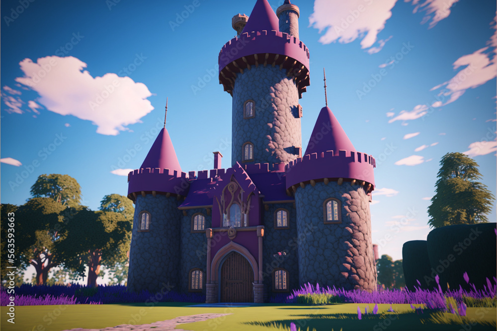Princess purple castle cartoon generated AI Stock Illustration | Adobe ...
