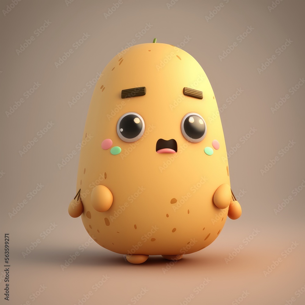 Cute kawaii potato character, created with generative ai Stock ...