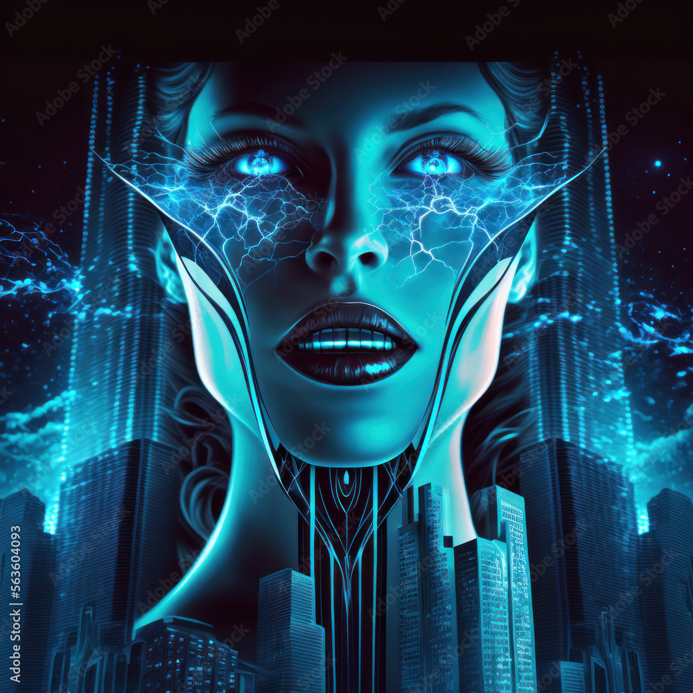 Sexy futuristic woman in art deco style, Generative AI Stock ...