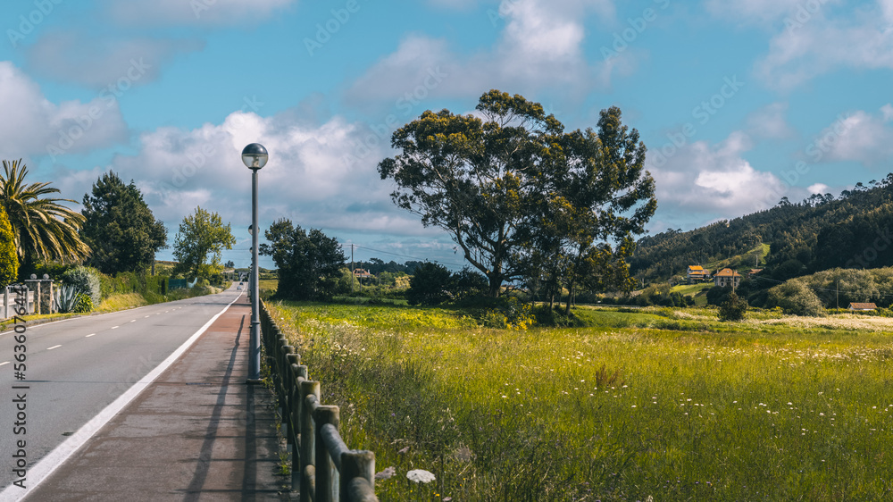 High resolution horizontal unsaturated landscape photo of a empty road ...