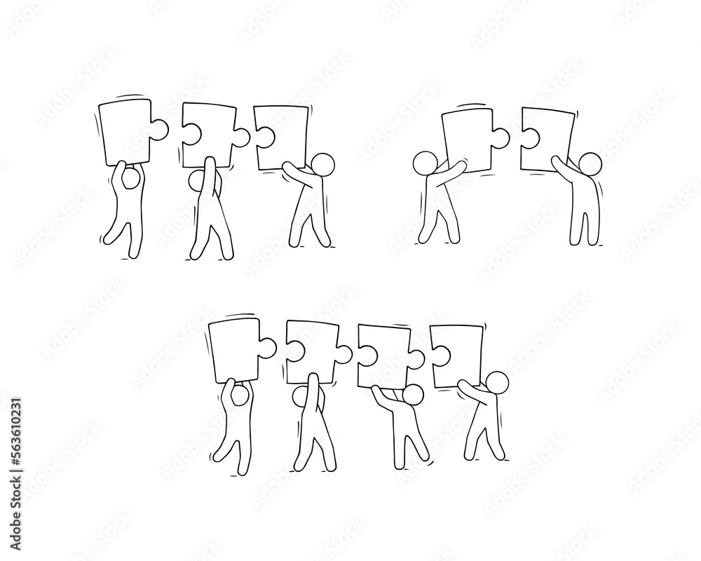People connect puzzle parts. Teamwork, partnership and cooperation ...