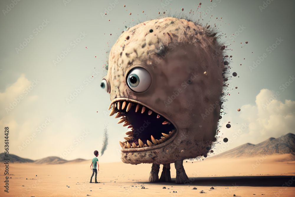 Generative AI illustration of conceptual image huge monster being told ...
