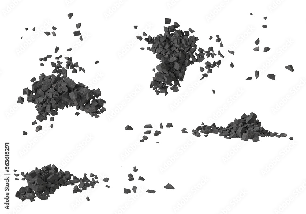 Rock debris isolated transparent background 3d rendering Stock ...