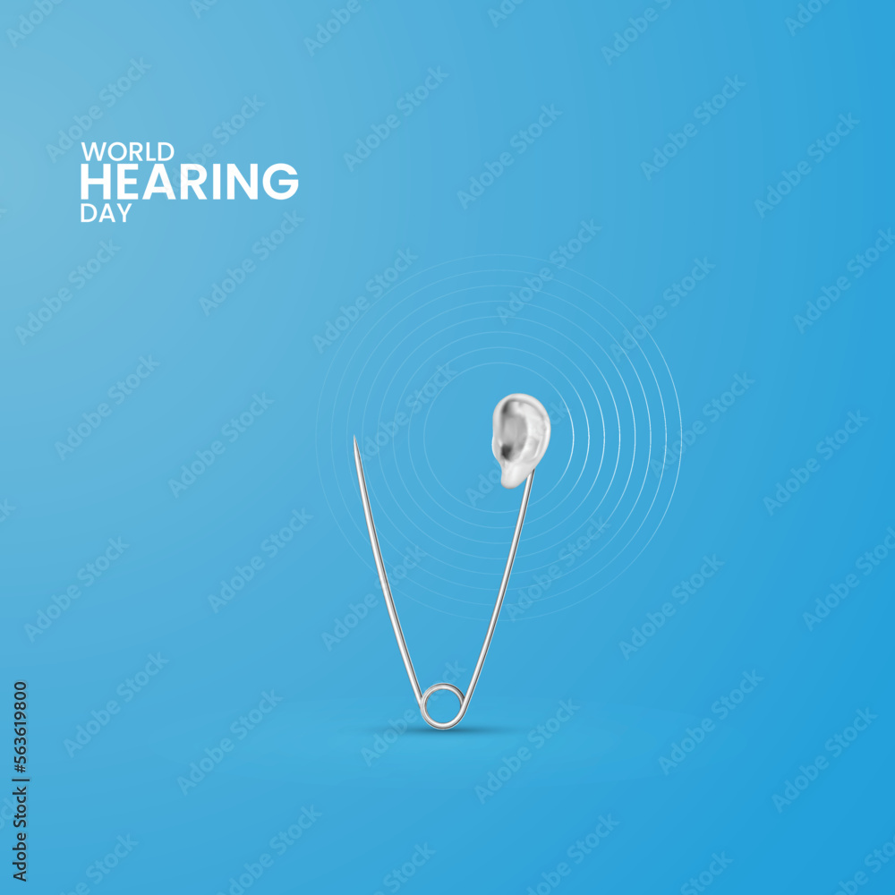 World hearing day, hearing with sound wave design for banner, poster ...