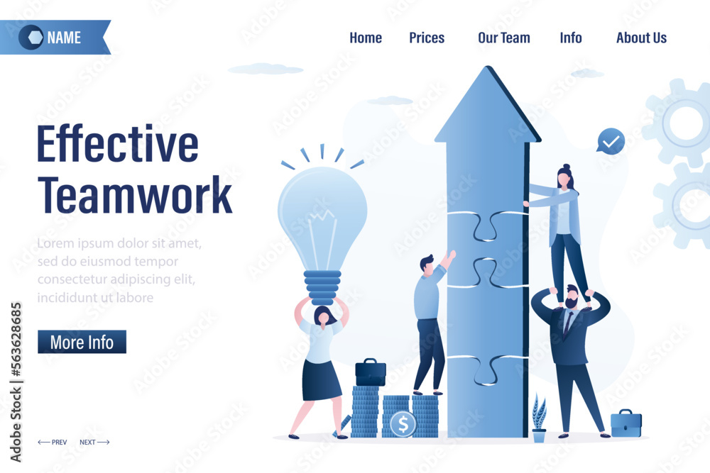 Effective teamwork, landing page template. Innovative ideas help ...