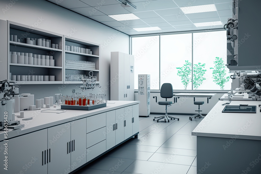 Scientific laboratory interior, basic research or biotech lab, concept ...