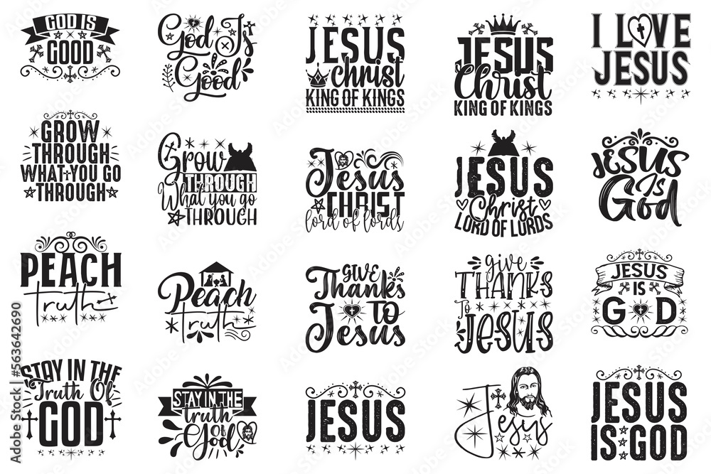 Jesus Christian SVG And T-shirt Design Bundle, Jesus Christian SVG ...