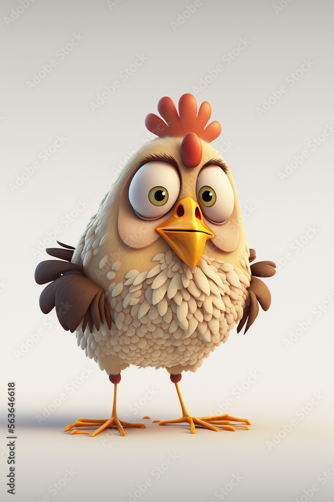 Cartoon chicken illustration. Chicken portrait. Funny comedy cartoon ...