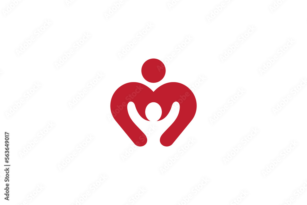 Heart logo design, a symbol of parental care or affection for children ...