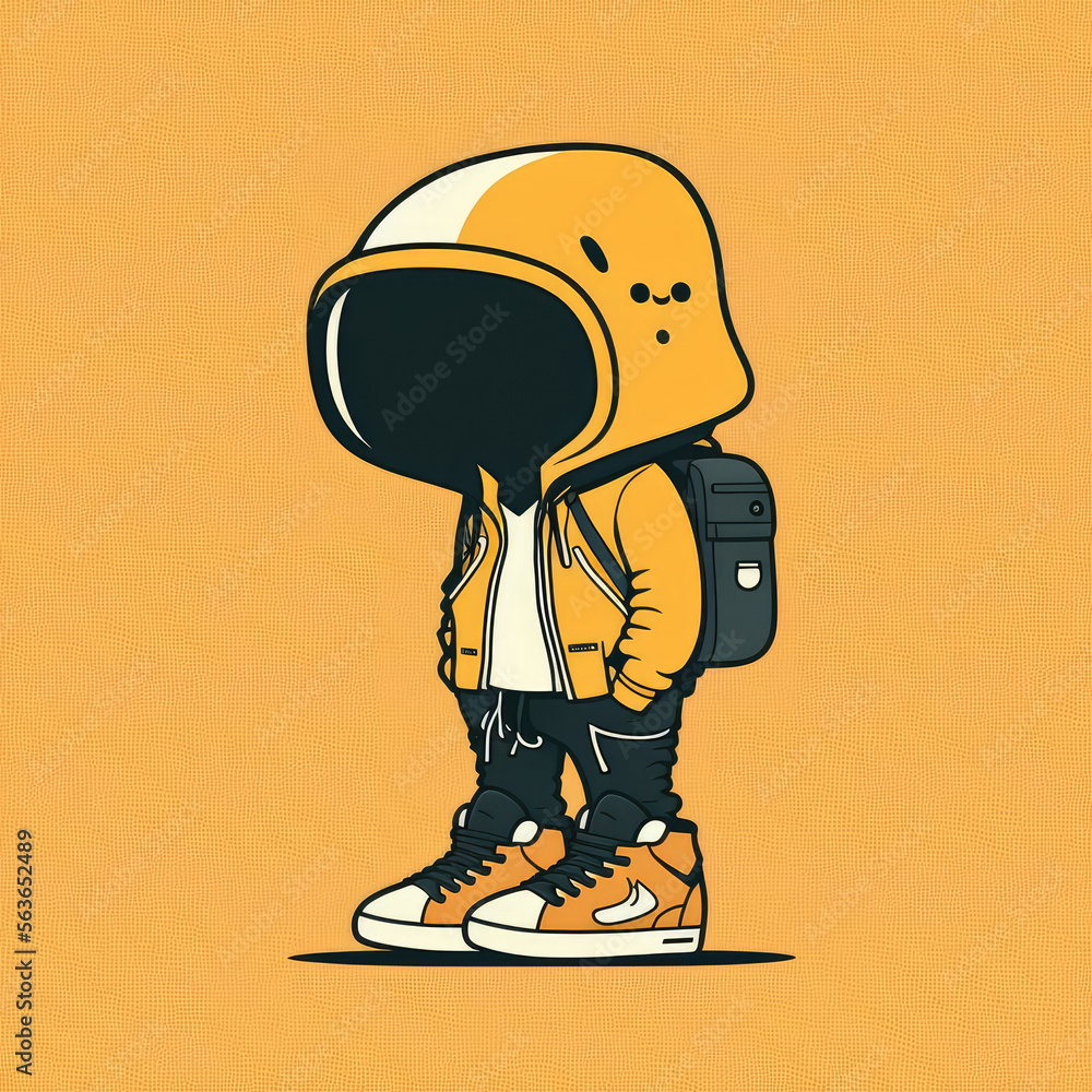 Illustrated vector of a minimalist, clean and bright cartoon Hype Beast ...