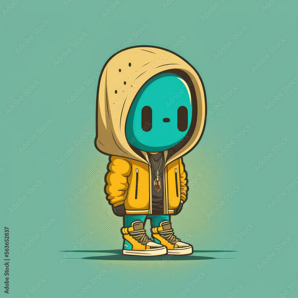 Illustrated vector of a minimalist, clean and bright cartoon Hype Beast ...