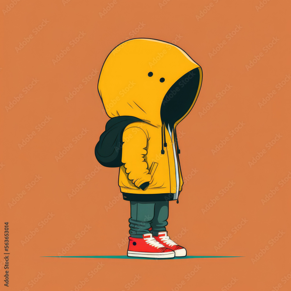 Illustrated vector of a minimalist, clean and bright cartoon Hype Beast ...