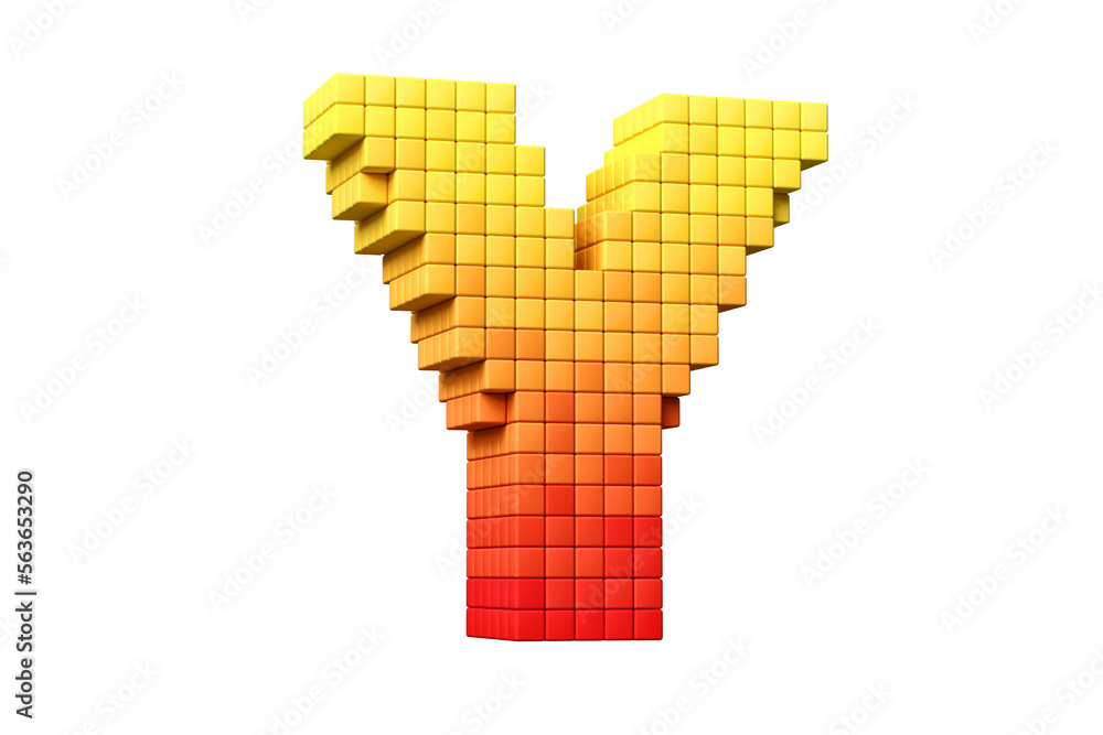 Chiptune font pixel art style letter Y in yellow and orange. High ...