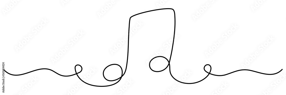 Music note continuous one line drawing. Vector isolated on white. Stock ...