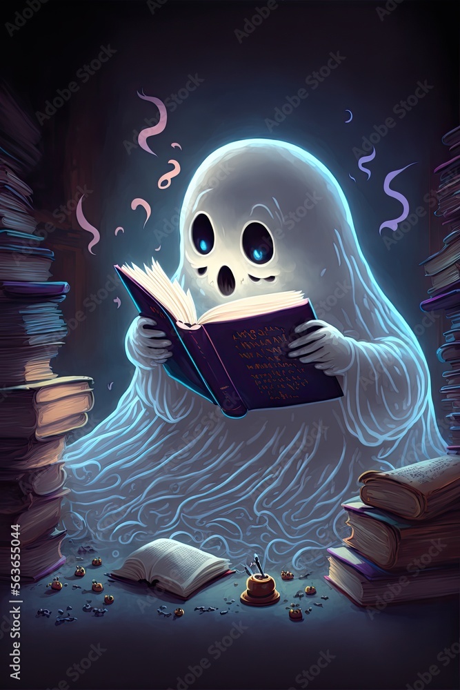 Hyper-Detailed Realistic Comic Cute White Ghost with Emotional ...