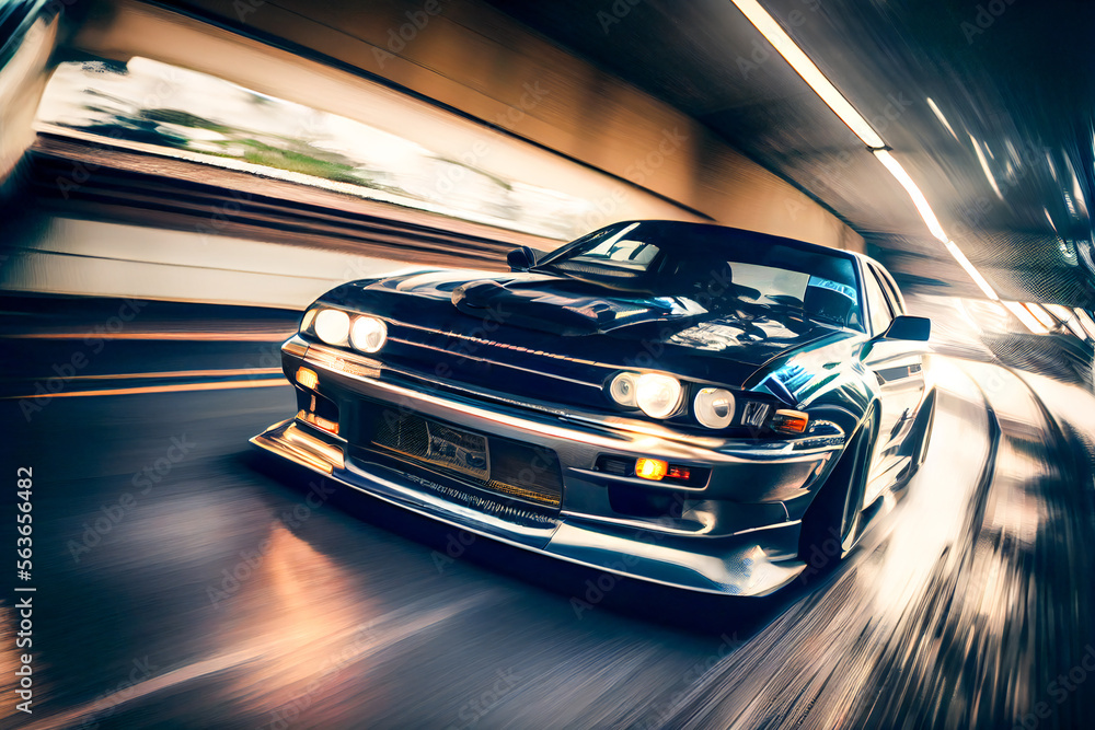Japanese car in street rally. Motion Blur effect. Jdm culture. Sport ...