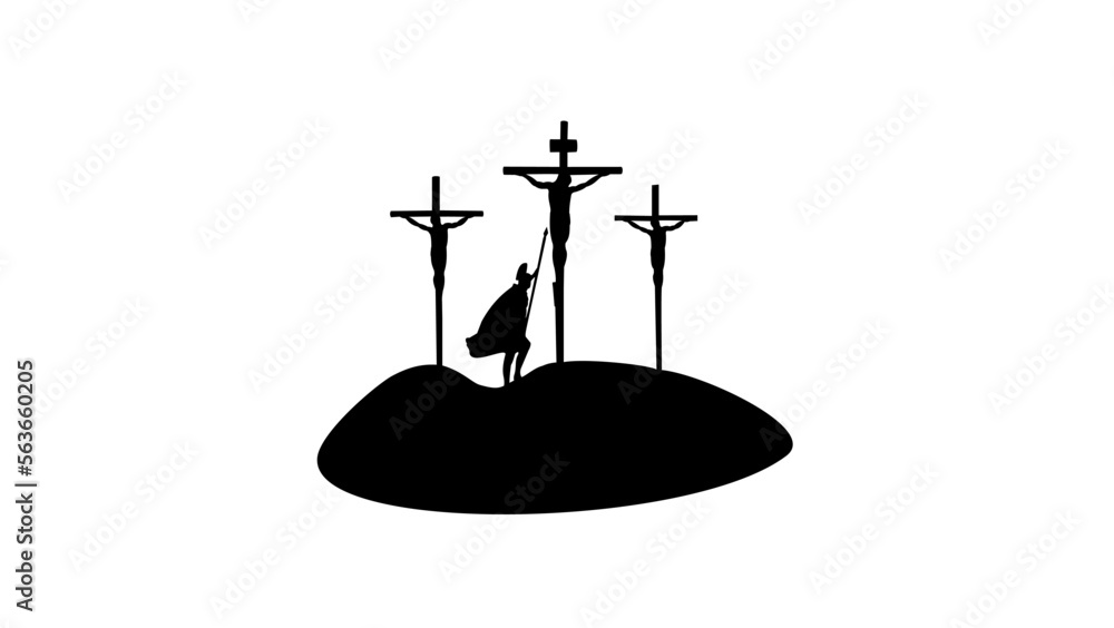 crucifix silhouette, Longinus Roman soldier who pierced Jesus with the ...