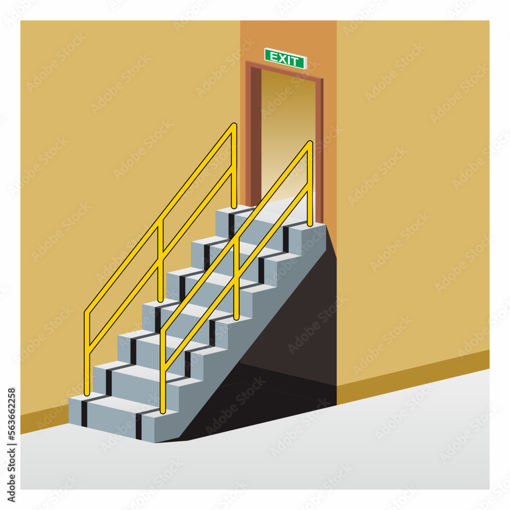 Staircase with handrail for people access. Safe work condition ...