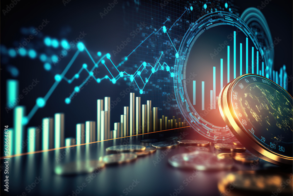 Graph finance chart diagram on economy background with growth financial ...