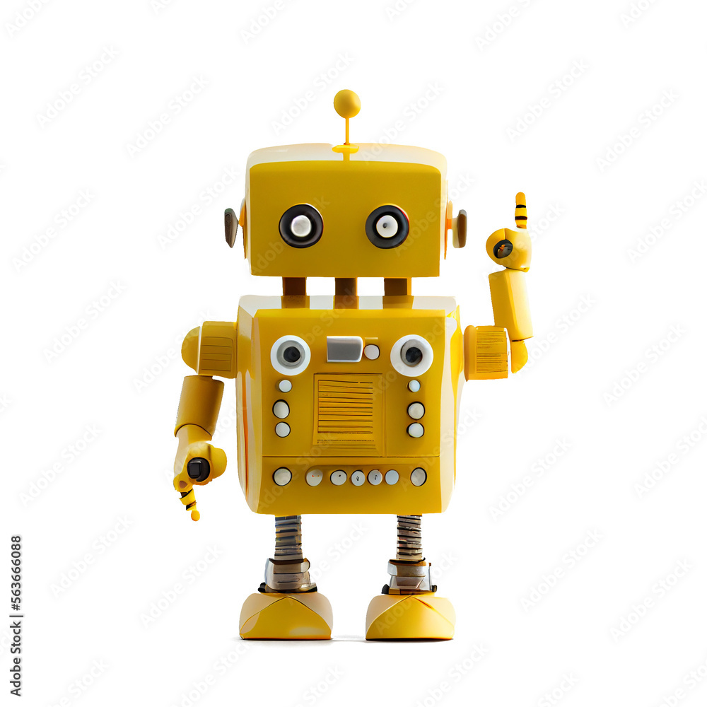 cute robot on white background for decorating the content of the ...
