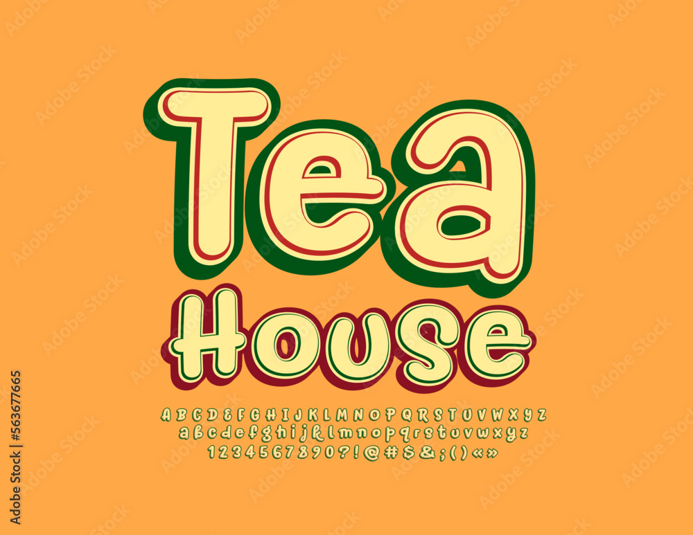 Vecteur Stock Vector bright Emblem Tea House. Retro creative Font ...