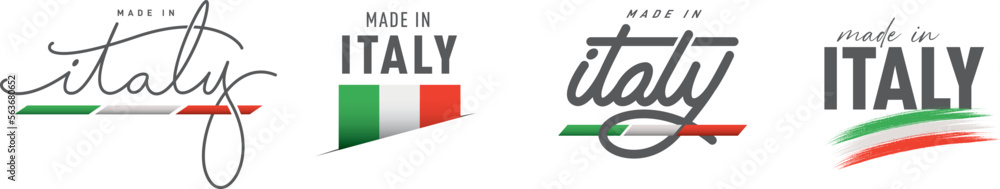 Set of 4 vector set of Made in Italy label, badge, bundle, symbol ...
