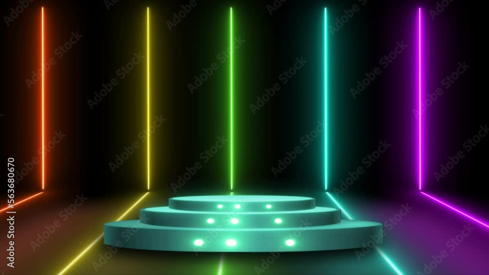 Multicolor Neon Stick Passing With Reflection Floor And Stage Animation ...