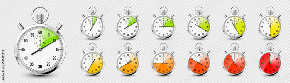Poster Realistic classic stopwatch icons – Tableau | Europosters