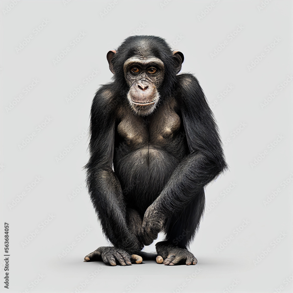 Chimpanzee full body image with white background ultra realistic Stock ...