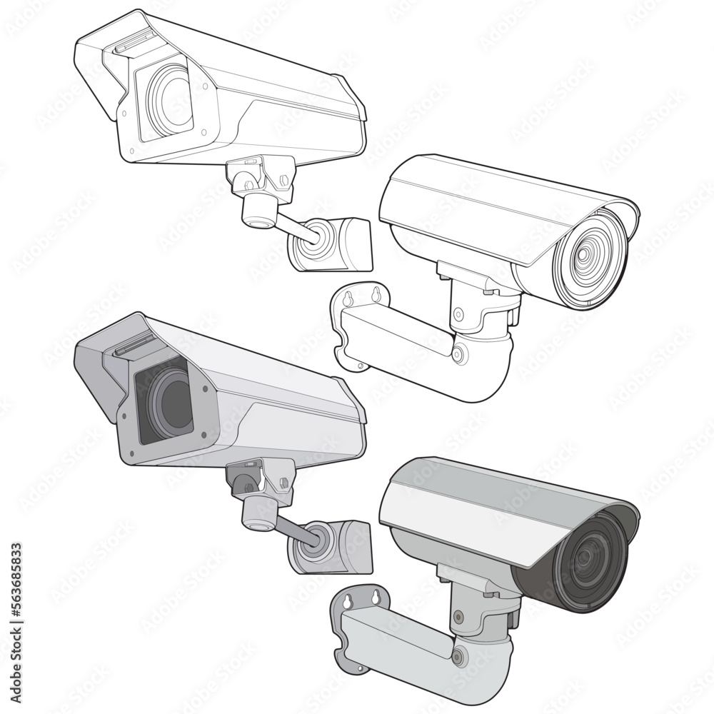 Set of cctv in coloring vector style, isolated on white background ...