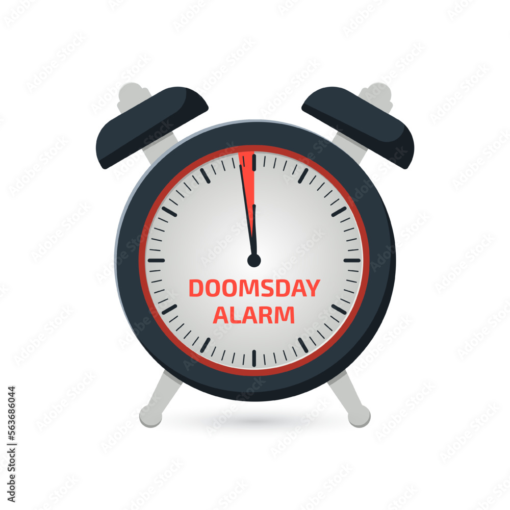 Vetor de Doomsday alarm poster. Doomsday clock. 100 seconds to midnight ...