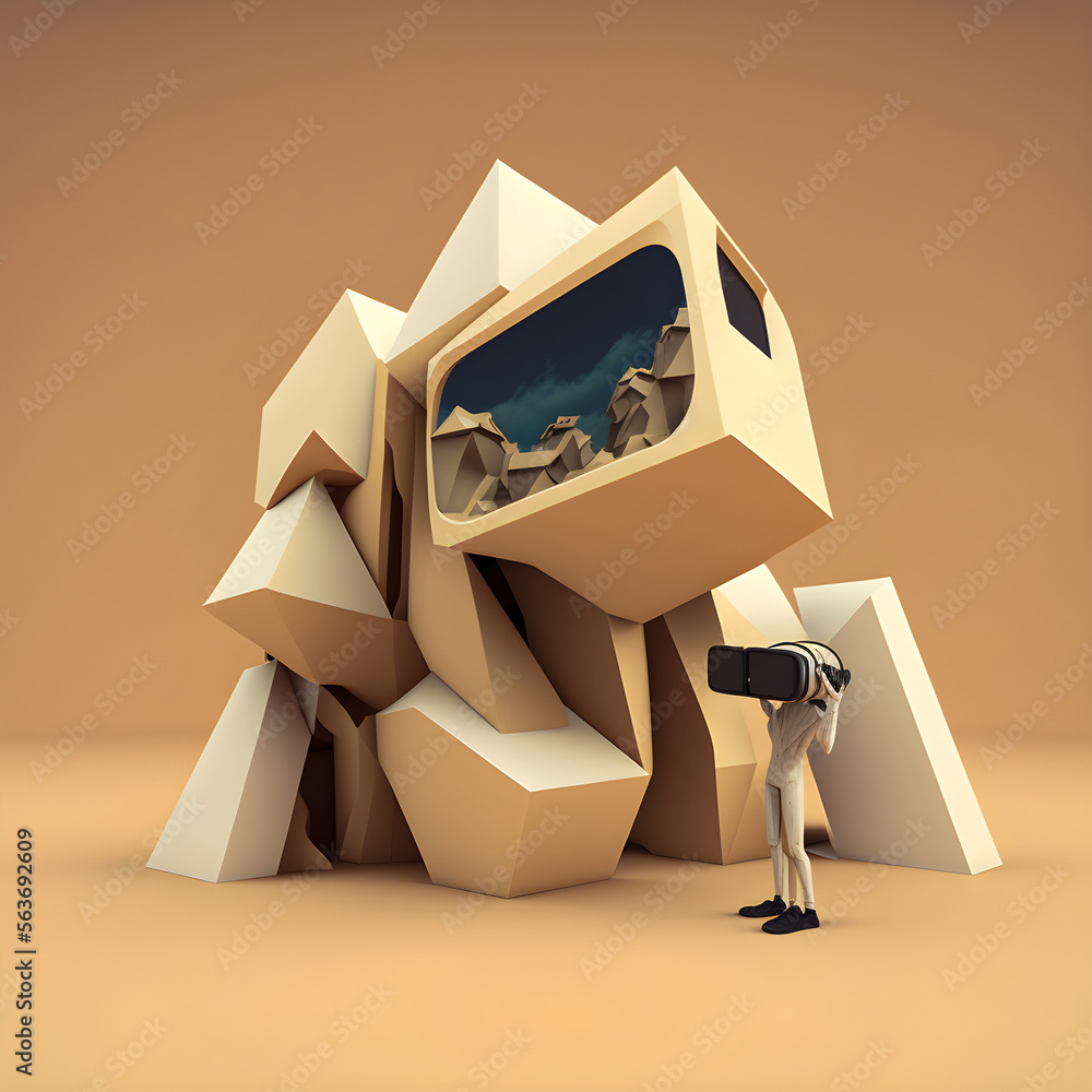 Life in metaverse, virtual reality addiction, collage art, surrealism ...