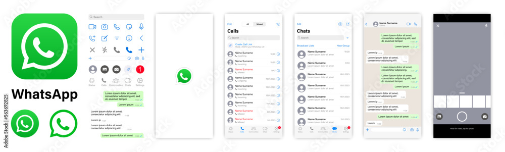 WhatsApp mockup. Set telegram screen social media and social network ...