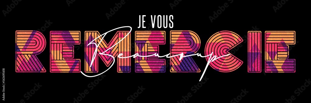 Je Vous Remercie Beaucoup Card. Hand Written Lettering for Title ...