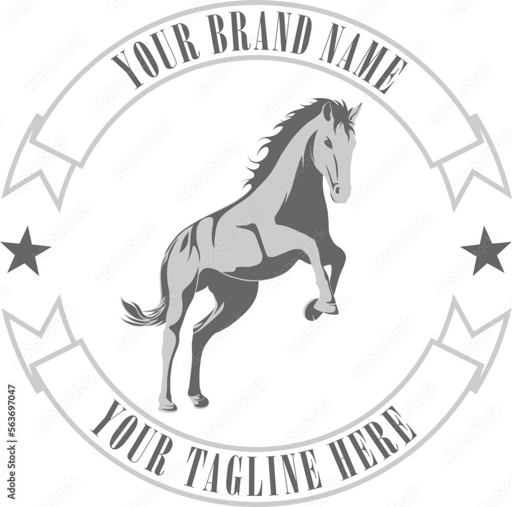 grey horse club logo - vector Stock Vector | Adobe Stock