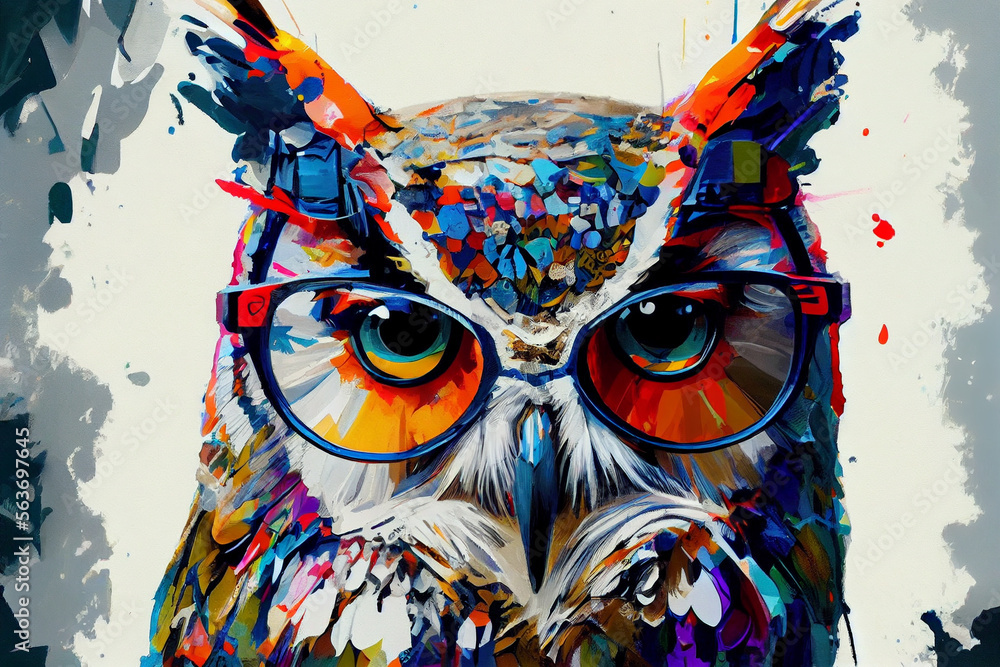 Pop Art Owl: A Colorful and Unique Digital Artwork Stock Illustration ...