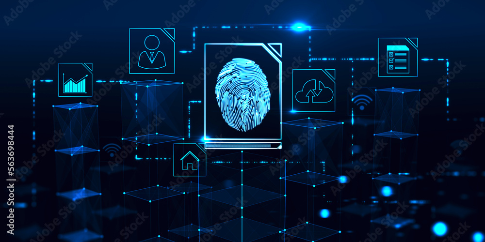 Biometrics identification and scanning verification system concept with ...