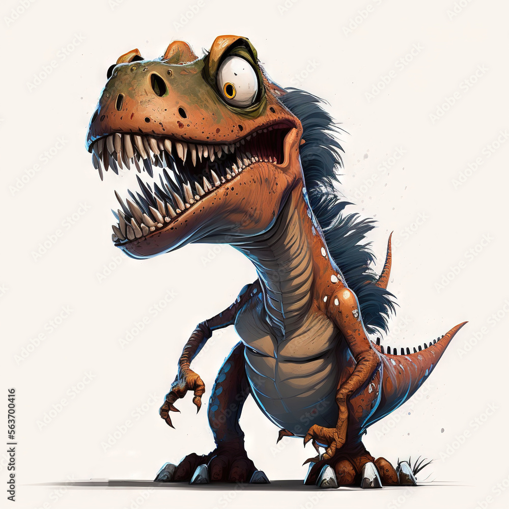 Illustrazione Stock a cartoon dinosaur with a big mouth and sharp teeth ...