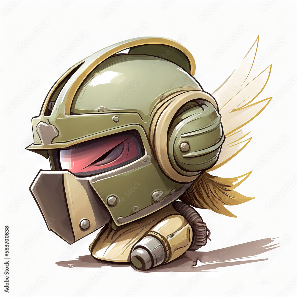 a cartoon character with a helmet and wings on his head and a helmet on ...