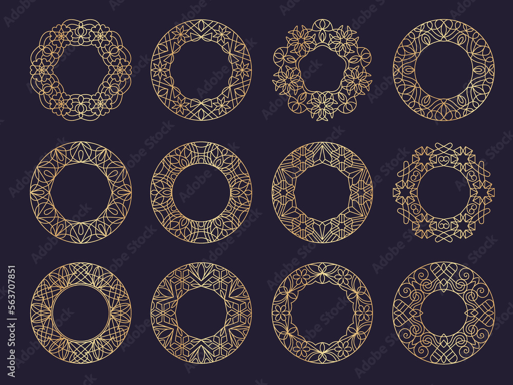 Decorative circle frames. Royal design empty forms with ornate ...