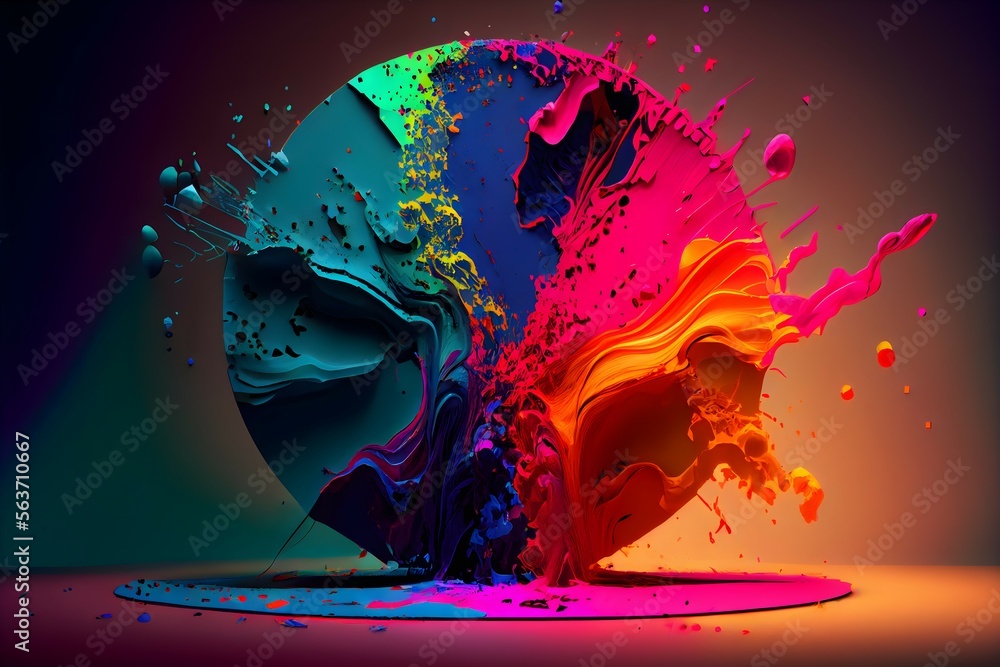 Colorful Explosion Concept Art. Color Wheel Splash Stock Illustration ...