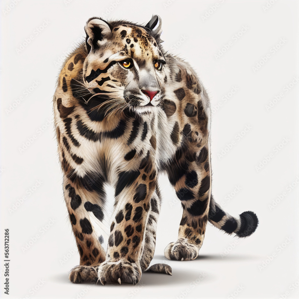 Clouded Leopard full body image with white background ultra realistic ...