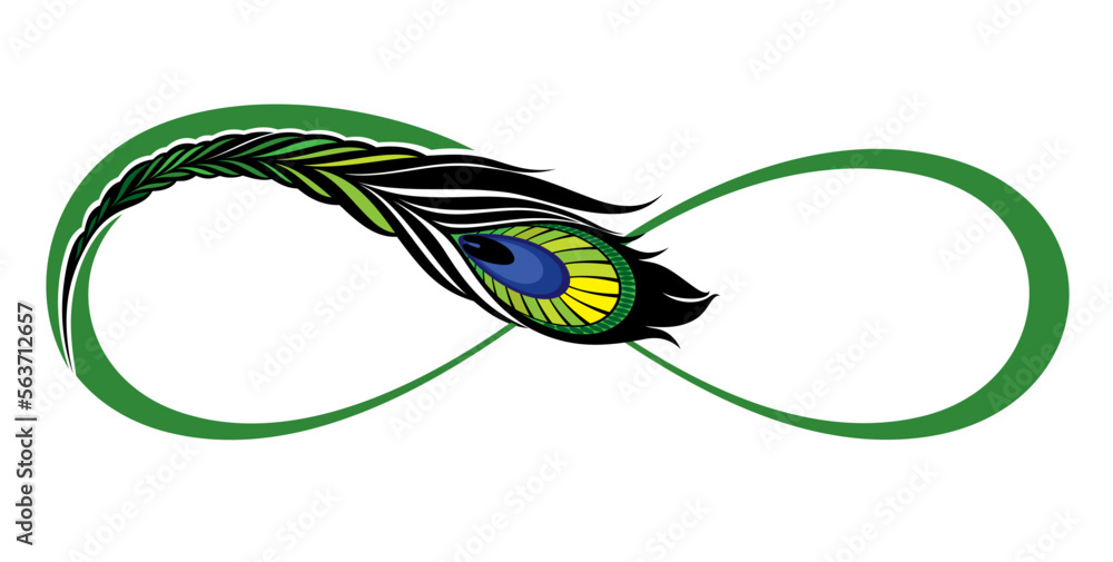 Infinity sign with peacock feather. Infinity flat icon. Mobius strip ...