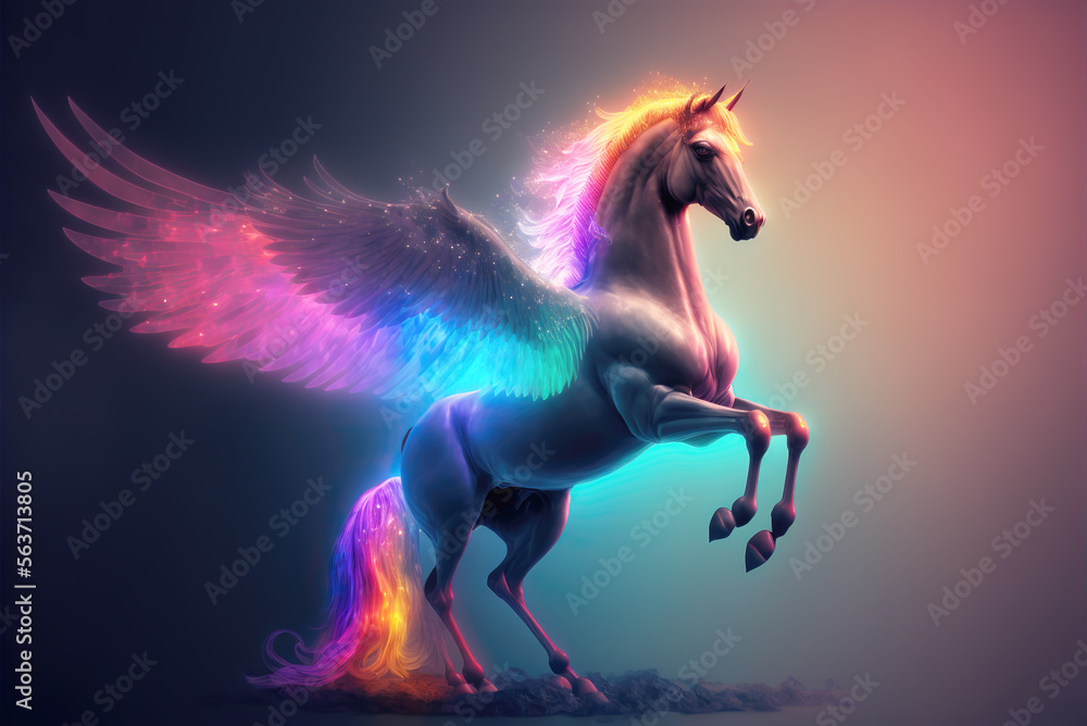 rainbow pegasus Stock Illustration | Adobe Stock