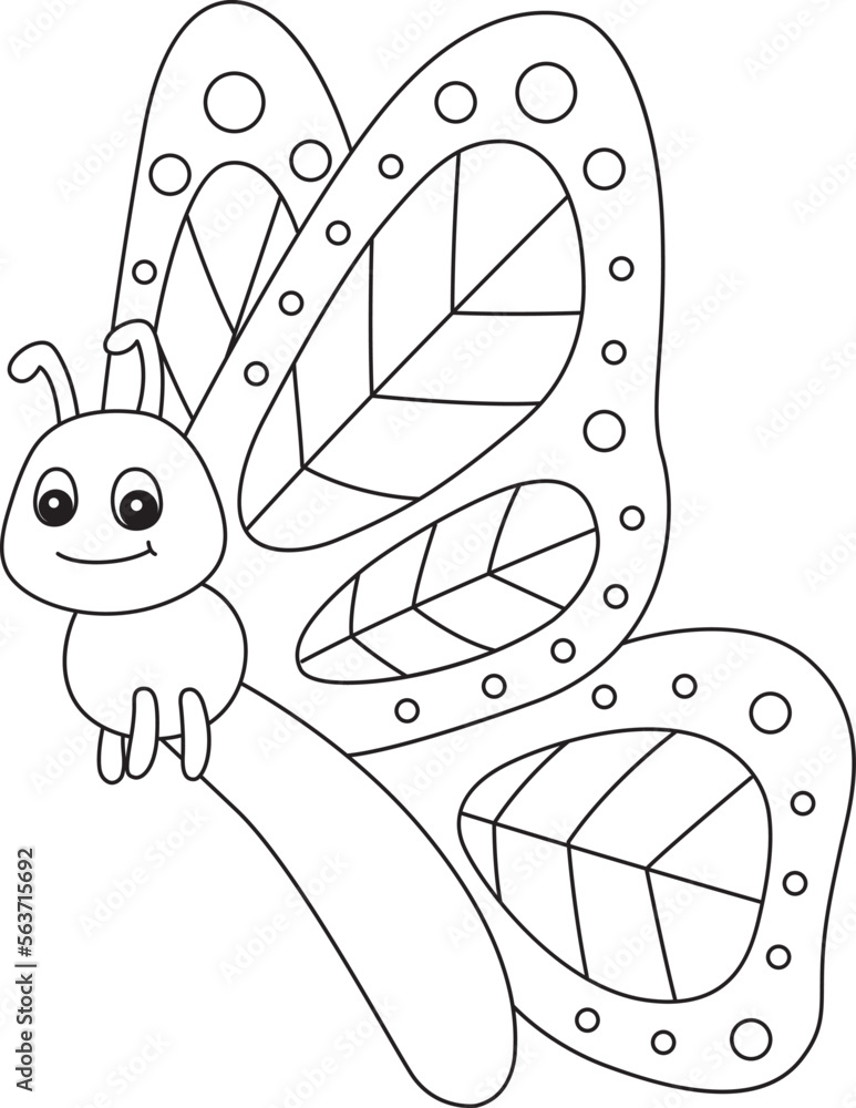 Spring Butterfly Isolated Coloring Page for Kids Stock Vector | Adobe Stock