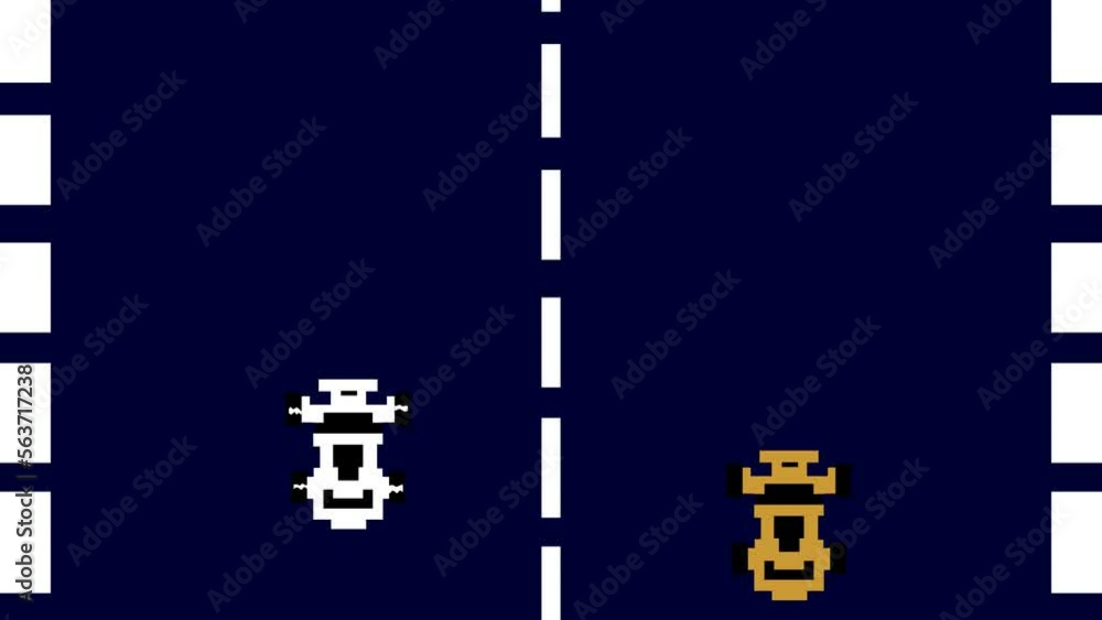 Animation of old racing car competition game in 8-bit, arcade. vídeo de ...