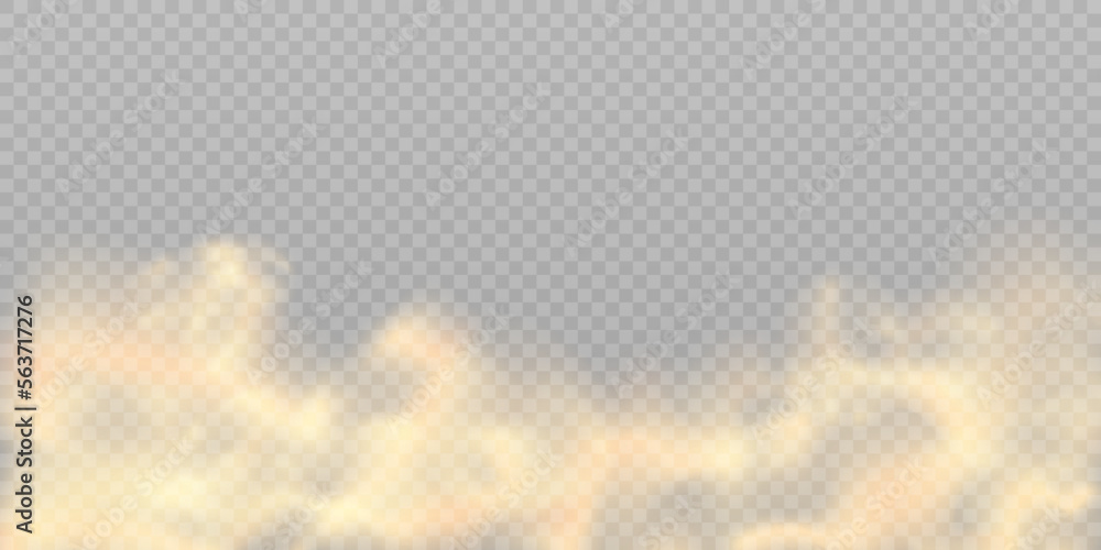 Yellow Fog yellow smoke isolated transparent special effect. White ...
